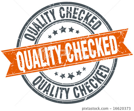 quality checked round orange isolated stamp - Stock Illustration ...