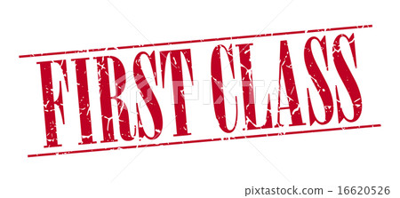 first class red grunge vintage stamp - Stock Illustration [16620526 ...