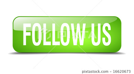follow us green square 3d isolated web button - Stock Illustration ...