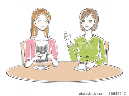 Female illustration talking while making tea - Stock Illustration ...