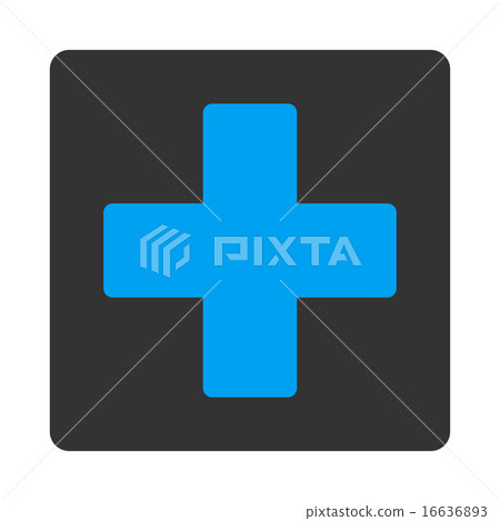 Plus flat blue and gray colors rounded button - Stock Illustration ...