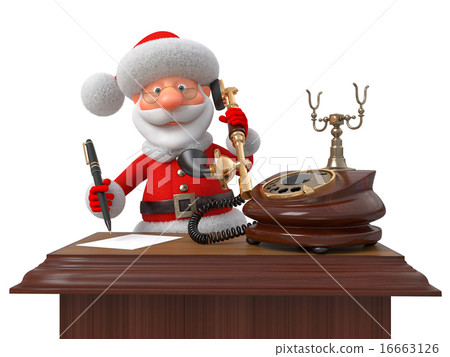Santa Claus with phone and the handle - Stock Illustration [16663126 ...