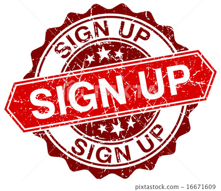 sign up red round grunge stamp on white - Stock Illustration [16671609 ...