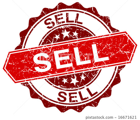sell red round grunge stamp on white - Stock Illustration [16671621 ...
