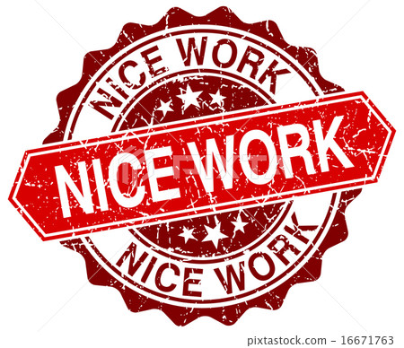 nice work red round grunge stamp on white - Stock Illustration ...