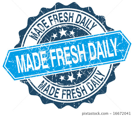 made fresh daily blue round grunge stamp on white - Stock Illustration ...