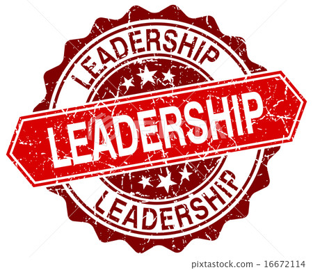 leadership red round grunge stamp on white - Stock Illustration ...