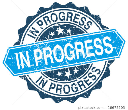 in progress blue round grunge stamp on white - Stock Illustration ...