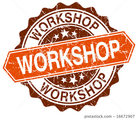 workshop orange round grunge stamp on white - Stock Illustration ...