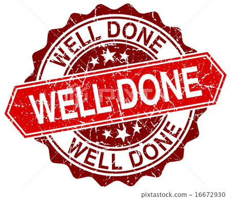well done red round grunge stamp on white - Stock Illustration ...