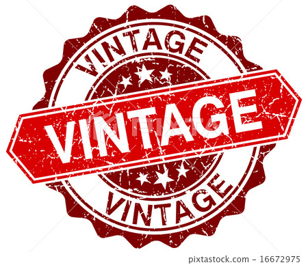 vintage red round grunge stamp on white - Stock Illustration [16672975 ...