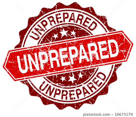 unprepared red round grunge stamp on white - Stock Illustration ...