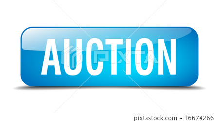 auction blue square 3d realistic isolated button - Stock Illustration ...