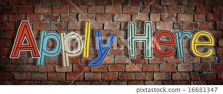 Apply Here Word and Brick Wall in the Back - Stock Illustration ...