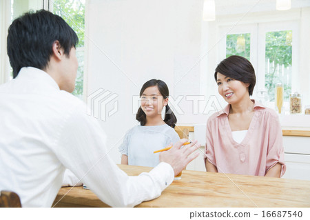 Mothers interviewing and elementary school girls - Stock Photo ...