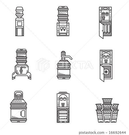 Water cooler black line vector icons set - Stock Illustration [16692644 ...