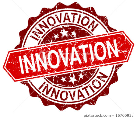 innovation red round grunge stamp on white - Stock Illustration ...