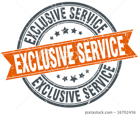 exclusive service round orange grungy stamp - Stock Illustration ...