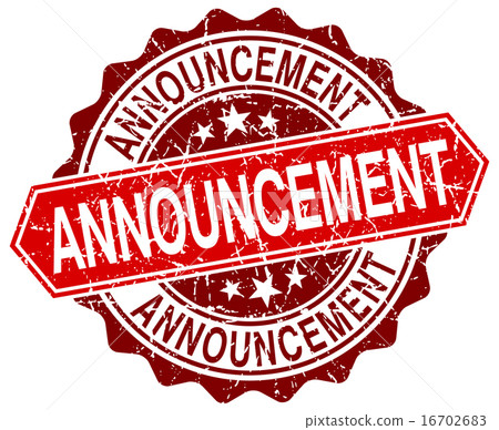 announcement red round grunge stamp on white - Stock Illustration ...