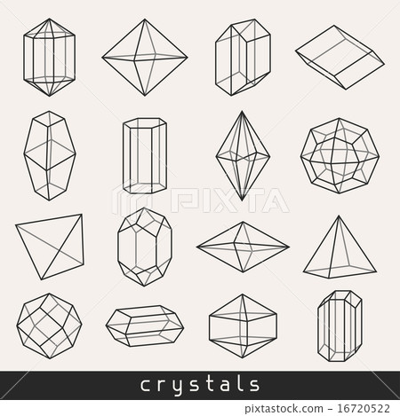 Set of geometric crystals gem and minerals - Stock Illustration ...