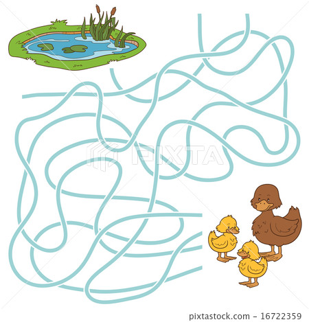 Maze game (duck and pond) - Stock Illustration [16722359] - PIXTA