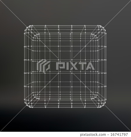 Cube of lines and dots. Cube of the lines... - Stock Illustration ...