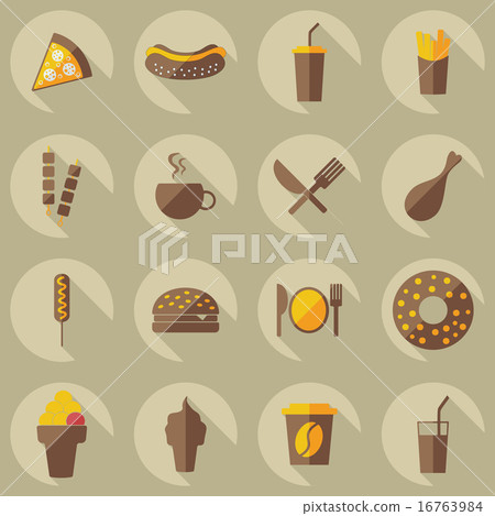 Flat concept, set modern design with shadow food - Stock Illustration ...