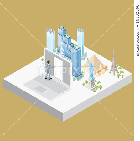 Vector 3d Flat Isometric With Internet Concept - Stock Illustration ...