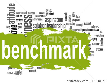 Benchmark word cloud with green banner - Stock Illustration [16848142 ...