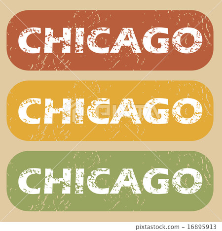 Vintage Chicago stamp set - Stock Illustration [16895913] - PIXTA
