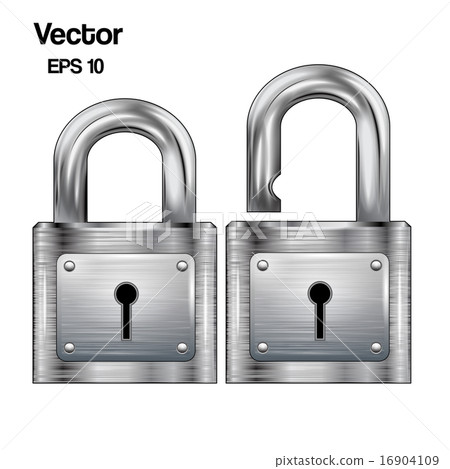 Set, icon padlocks open and closed Metal structure - Stock Illustration ...