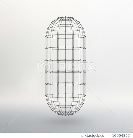 Wireframe mesh Polygonal capsule. The capsule...-插圖素材 [16904893] - PIXTA圖庫