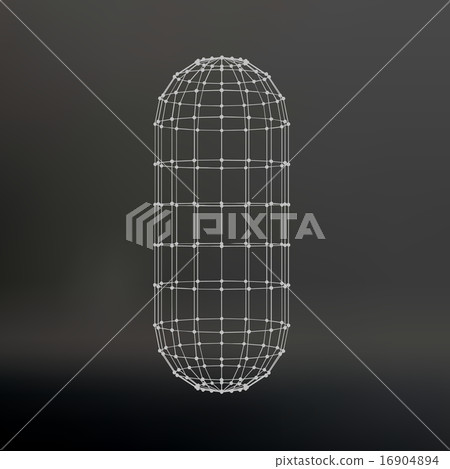 Wireframe mesh Polygonal capsule. The capsule... - Stock Illustration ...