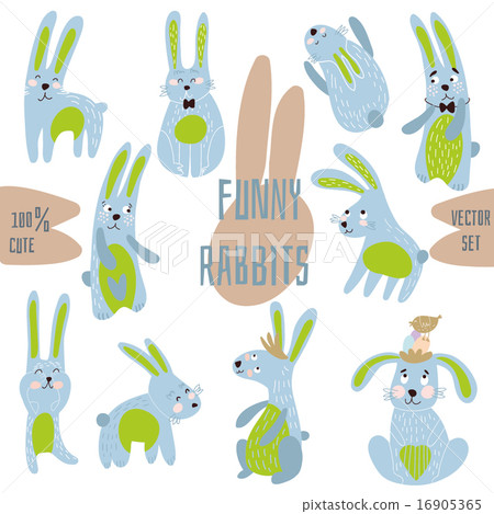 Funny vector set- ten rabbits. - Stock Illustration [16905365] - PIXTA