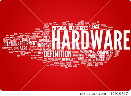 Hardware word cloud illustration. Graphic tag... - Stock Illustration ...