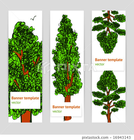 Sketch trees banner in vintage style - Stock Illustration [16943143 ...