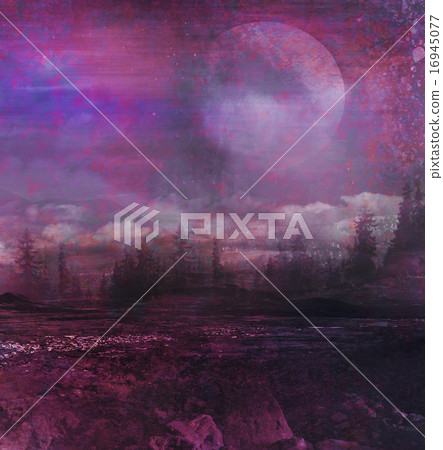 grunge image of moon landscape - Stock Illustration [16945077] - PIXTA
