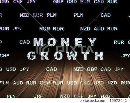 Money concept: Money Growth in grunge dark room - Stock Illustration ...