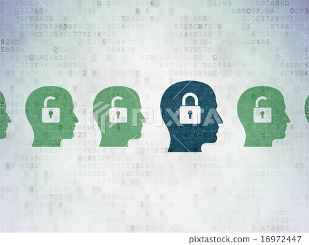 Security concept: head with padlock icon on... - Stock Illustration ...