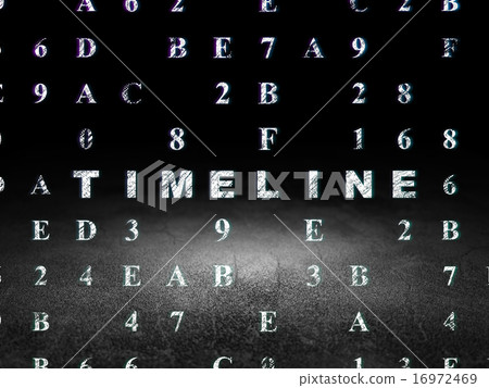 Timeline concept: Timeline in grunge dark room - Stock Illustration ...