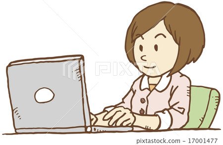 A woman using a personal computer - Stock Illustration [17001477] - PIXTA