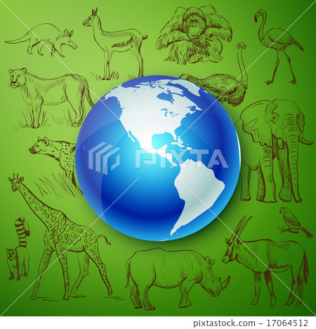 Planet and Hand drawn animal-插圖素材 [17064512] - PIXTA圖庫