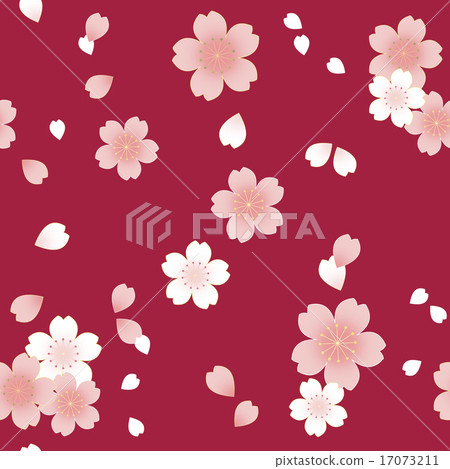 Japanese Pattern Sakura Pattern Red - Stock Illustration [17073211] - PIXTA
