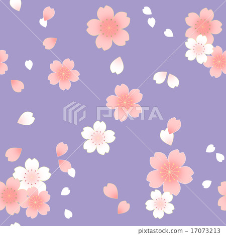 Japanese Pattern Sakura Pattern Purple - Stock Illustration [17073213 ...