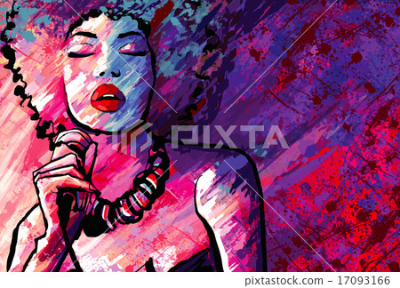 Jazz singer with microphone on grunge background - Stock Illustration ...