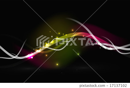 Glowing flowing waves and stars in dark space - Stock Illustration ...