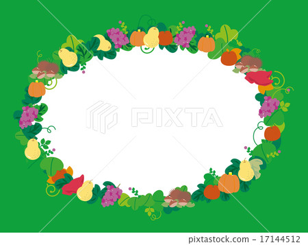 Fruit autumn fruit frame, green - Stock Illustration [17144512] - PIXTA
