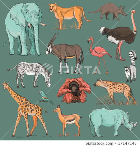 Hand drawn animal planet illustration - Stock Illustration [17147143 ...