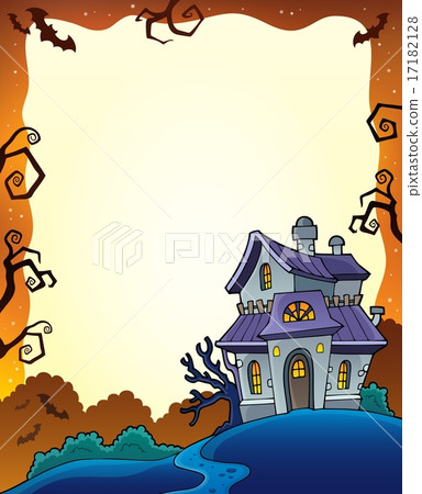 Halloween frame with haunted house 1 - Stock Illustration [17182128 ...