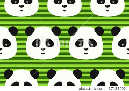 seamless panda pattern on green background - Stock Illustration ...